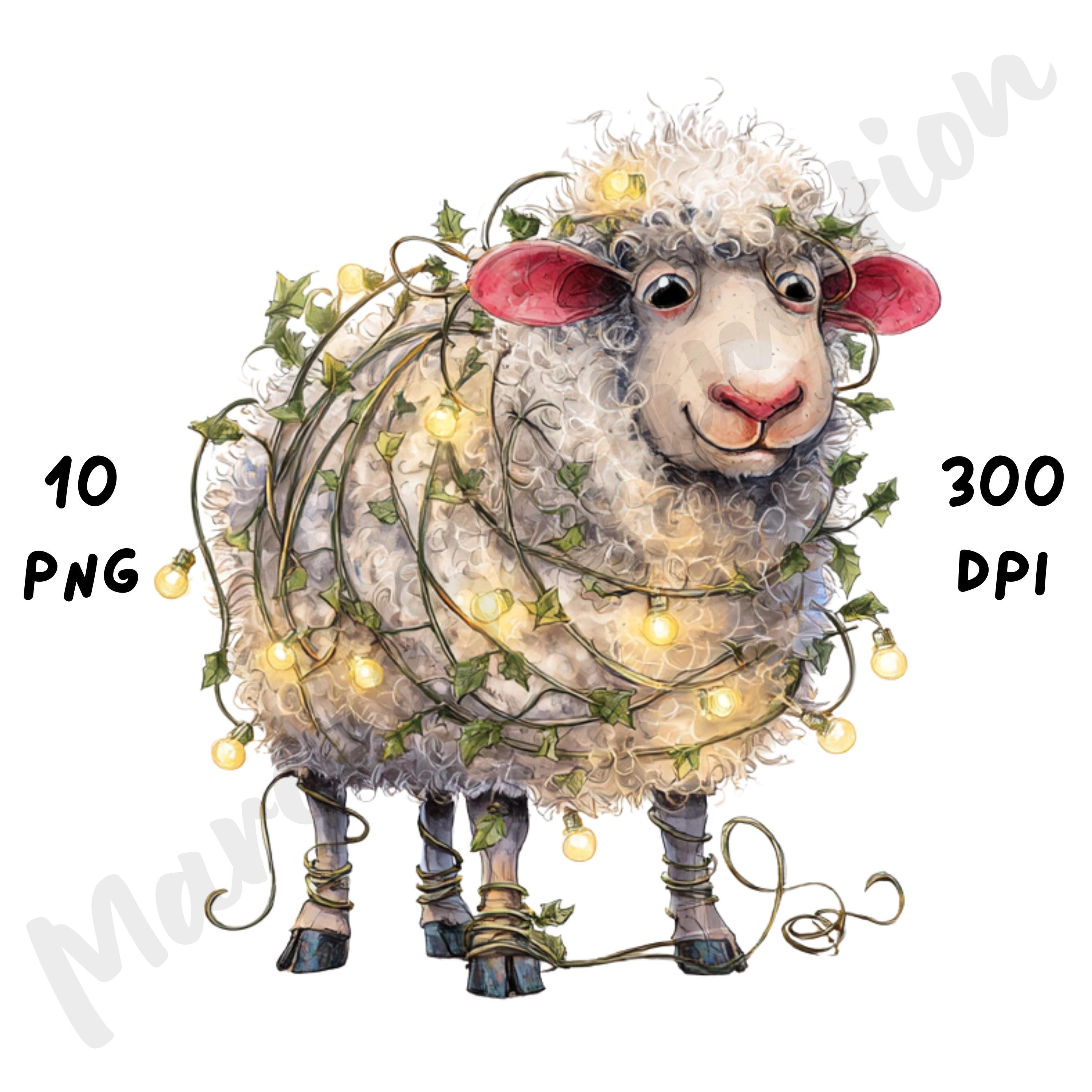 10 PNG Quirky Christmas Sheep Clipart, Whimsical Winter Animal ...