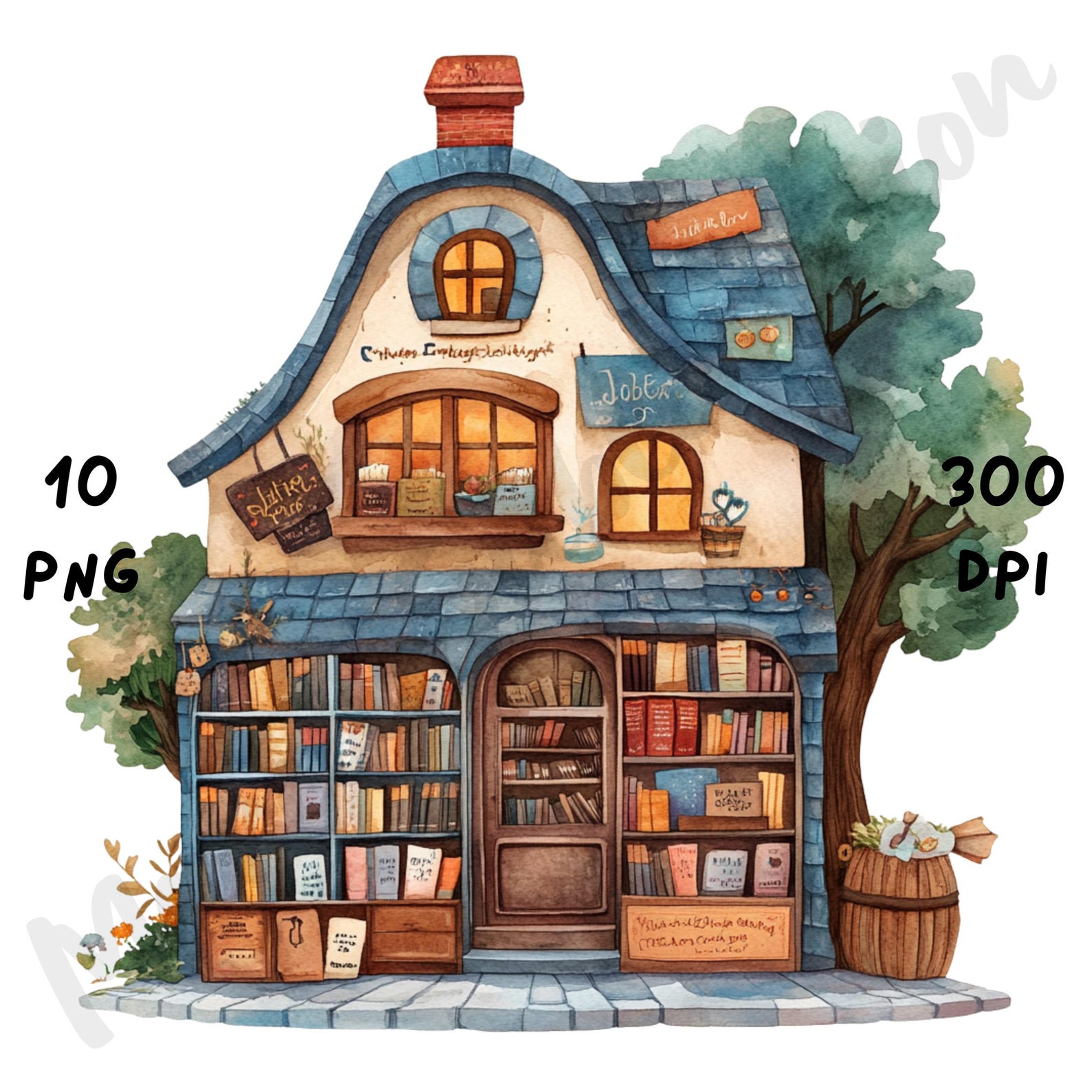 10 PNG Quirky Bookstore Clipart – Funny Whimsical Cartoon Book Shop PNG ...