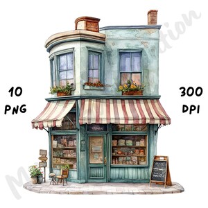 10 PNG Quirky Corner Shop Clipart – Funny Whimsical Cartoon Storefront ...
