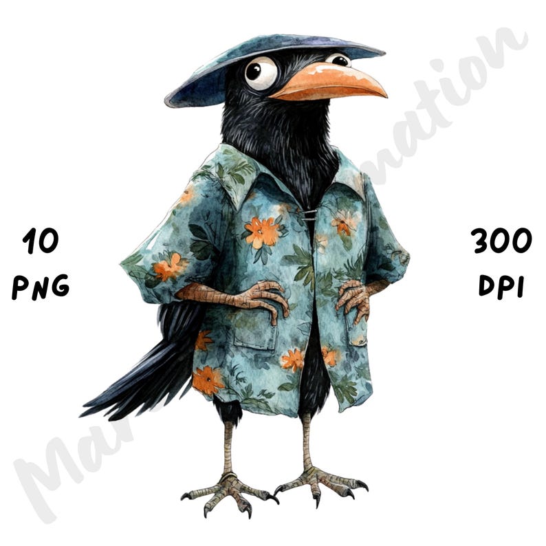 10 PNG Quirky Crow Clipart, Whimsical Cartoon Crow Sublimation, Funny ...