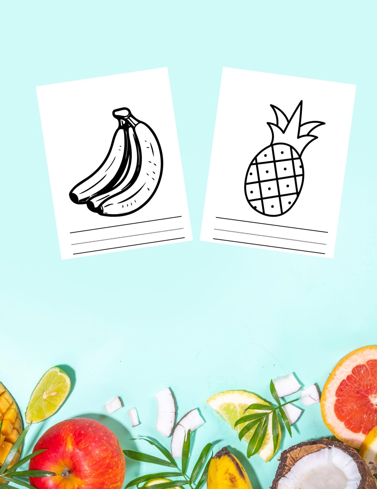 12 Fruit and Vegetables Coloring Pages for Kids, Printable Kids ...