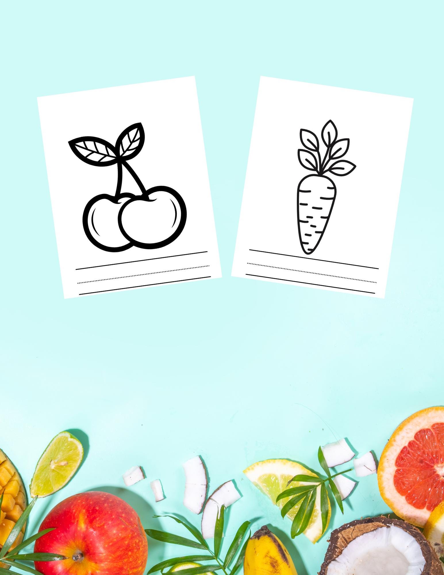 12 Fruit and Vegetables Coloring Pages for Kids, Printable Kids ...