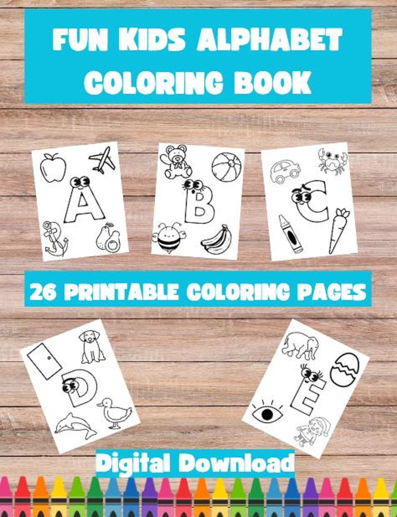 26 Fun Alphabet Coloring Pages for Kids, Toddlers, and Preschoolers - Etsy