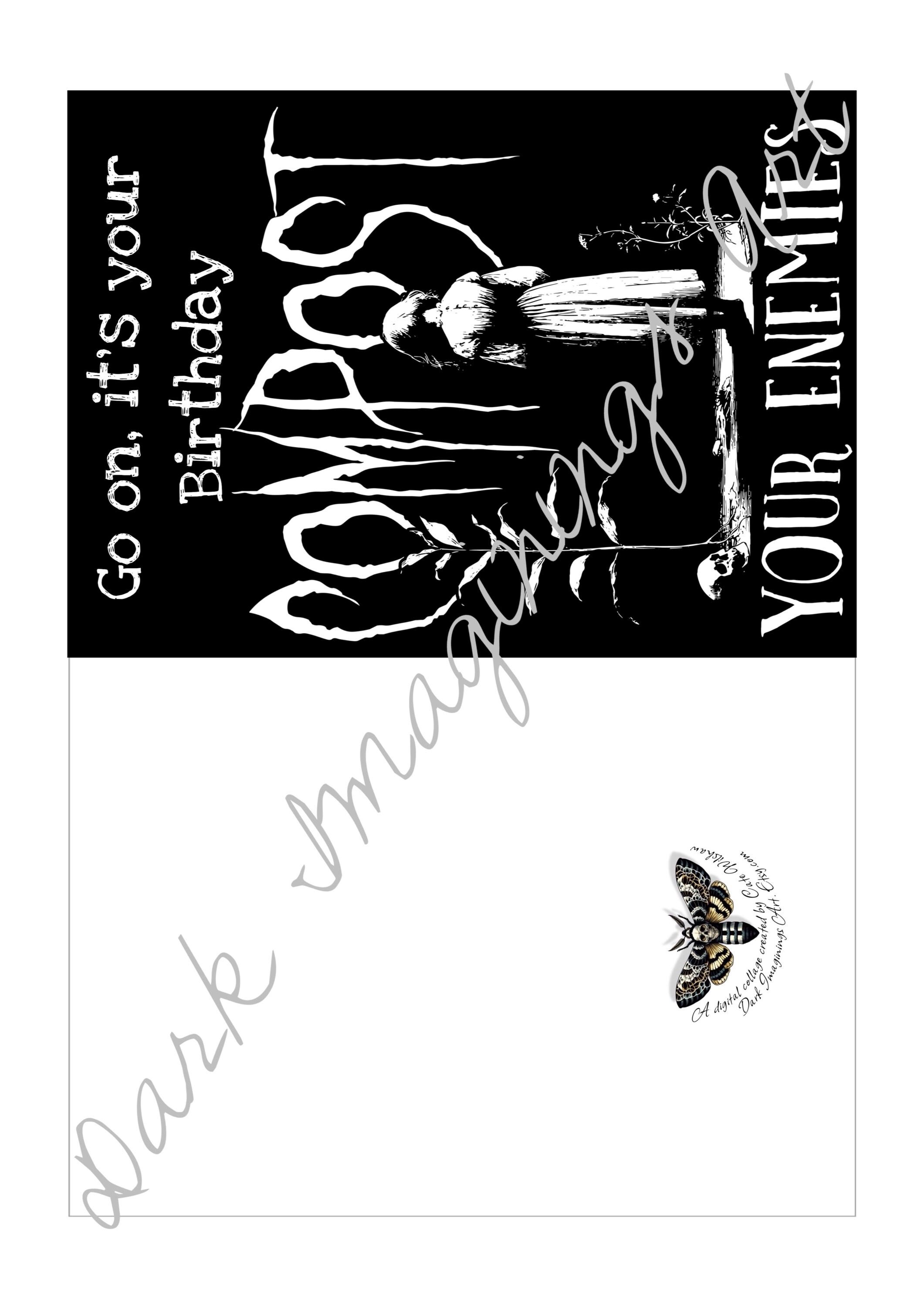 Compost Your Enemies Birthday Card and Envelope, Revenge is Sweet, Dark ...
