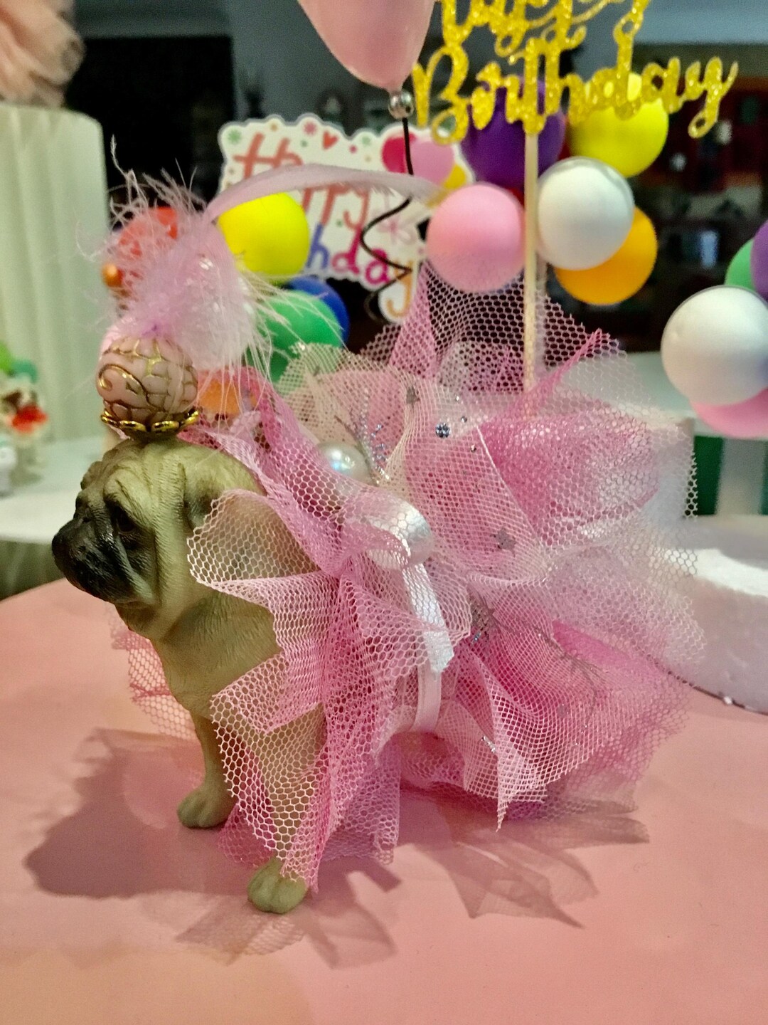 Pug Cake Topper Dog Party Animal Birthday Cake Paw Party Celebration ...