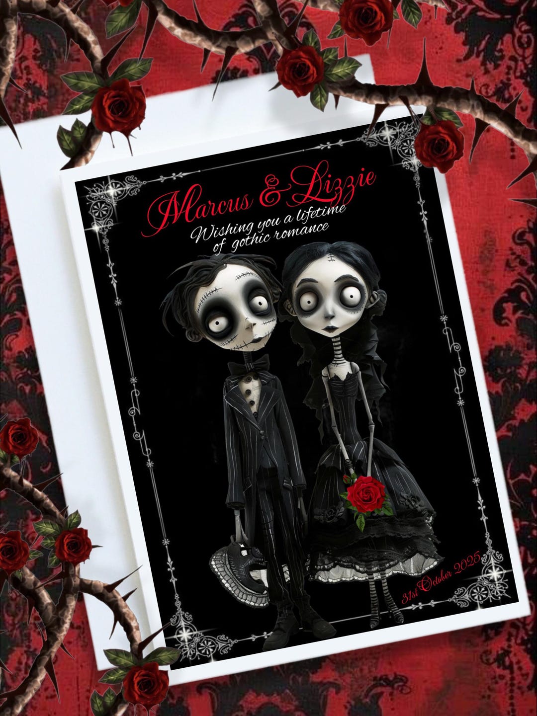 Dark Gothic | Emo Goth Wedding Card : Personalised Tim Burton-inspired ...