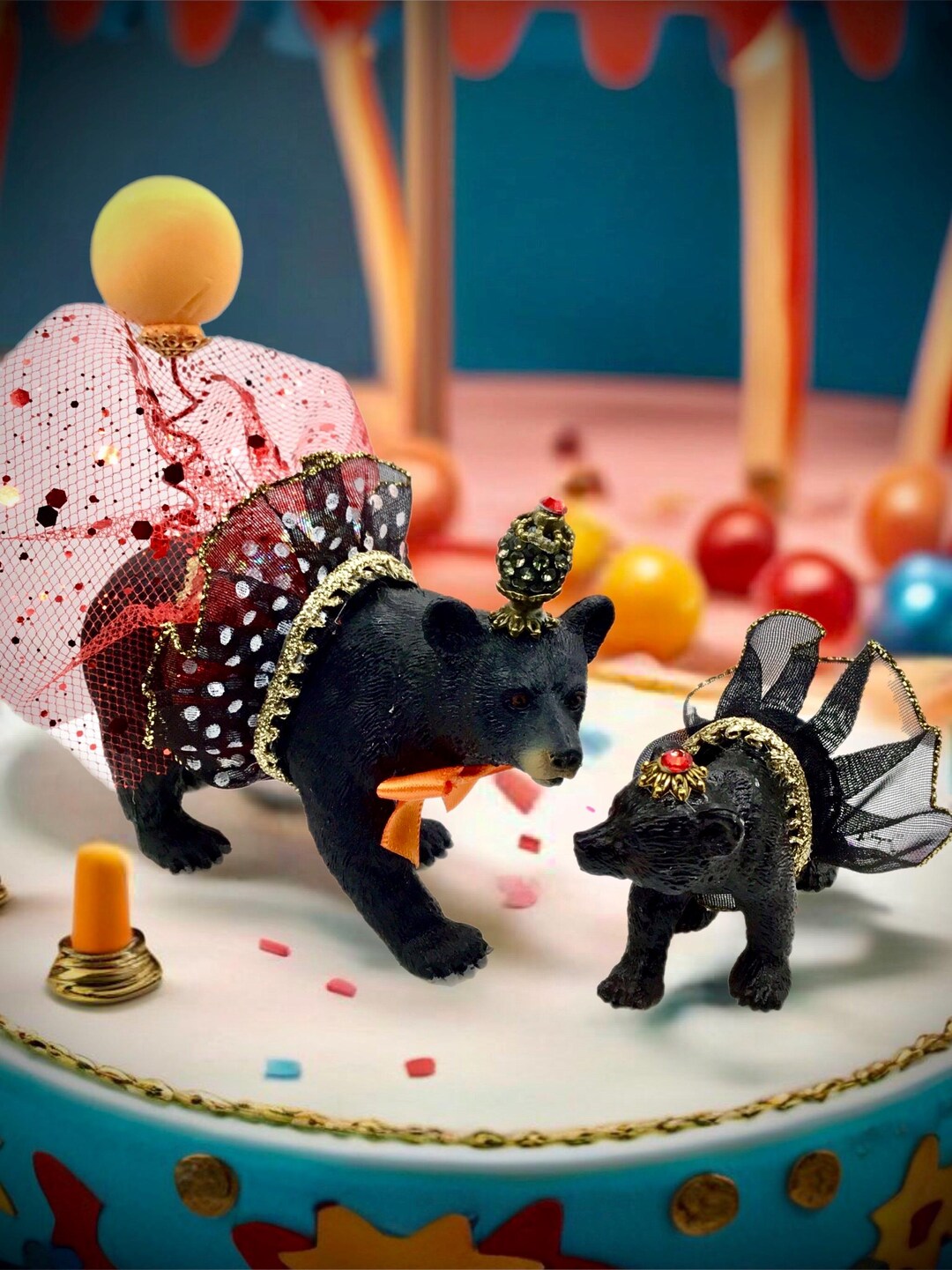 Black Bear and Cub Cake Topper, Wild Animal Cake Topper, Circus Animal ...