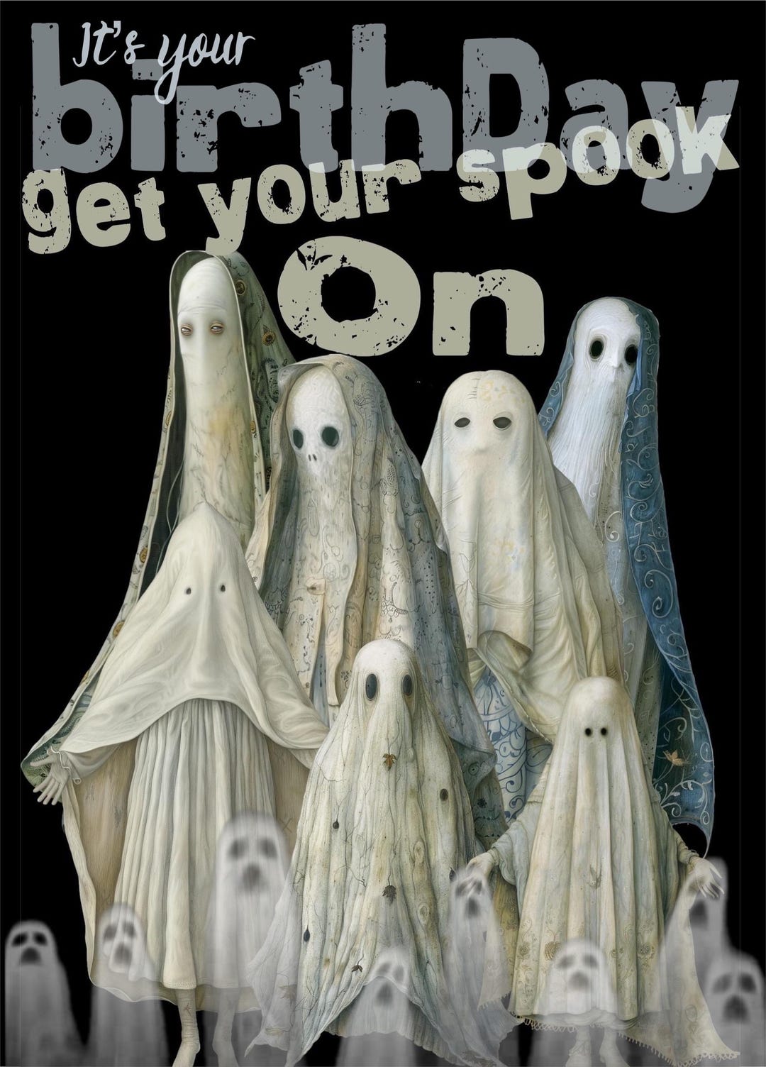 Ghostly Fun Spooky Birthday Card and Envelope, ‘get Your Spook On ...