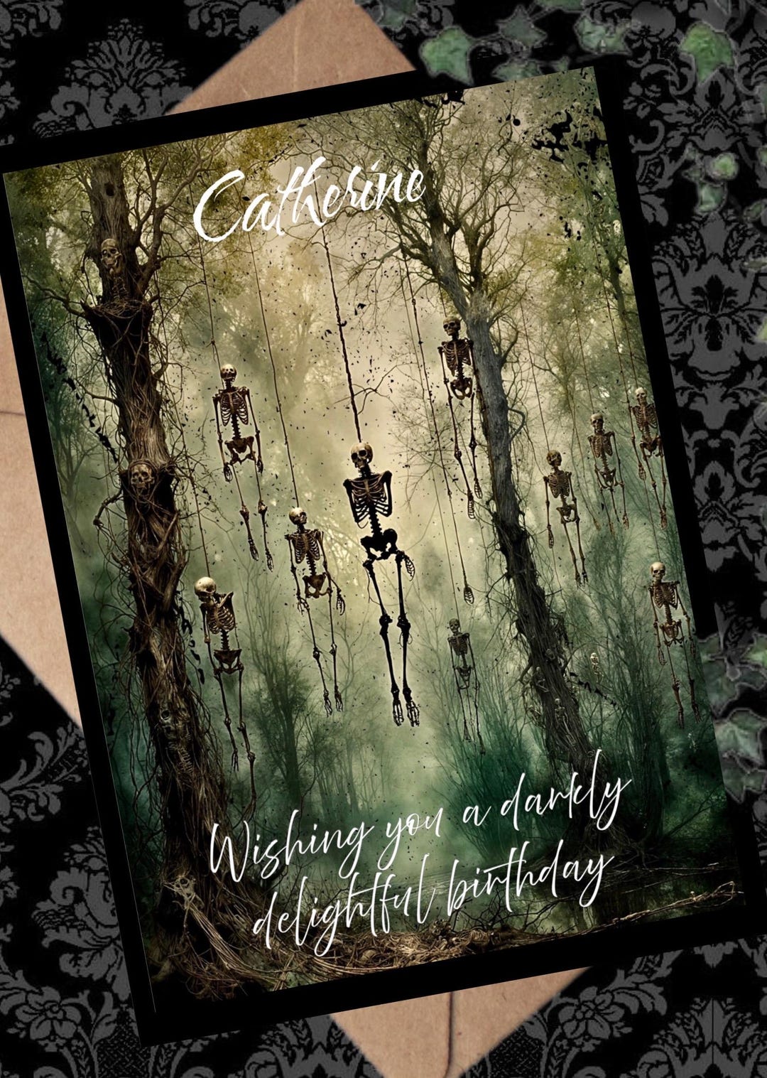 Eerie, Macabre Art, Gothic-horror Birthday Card: Personalisation ...