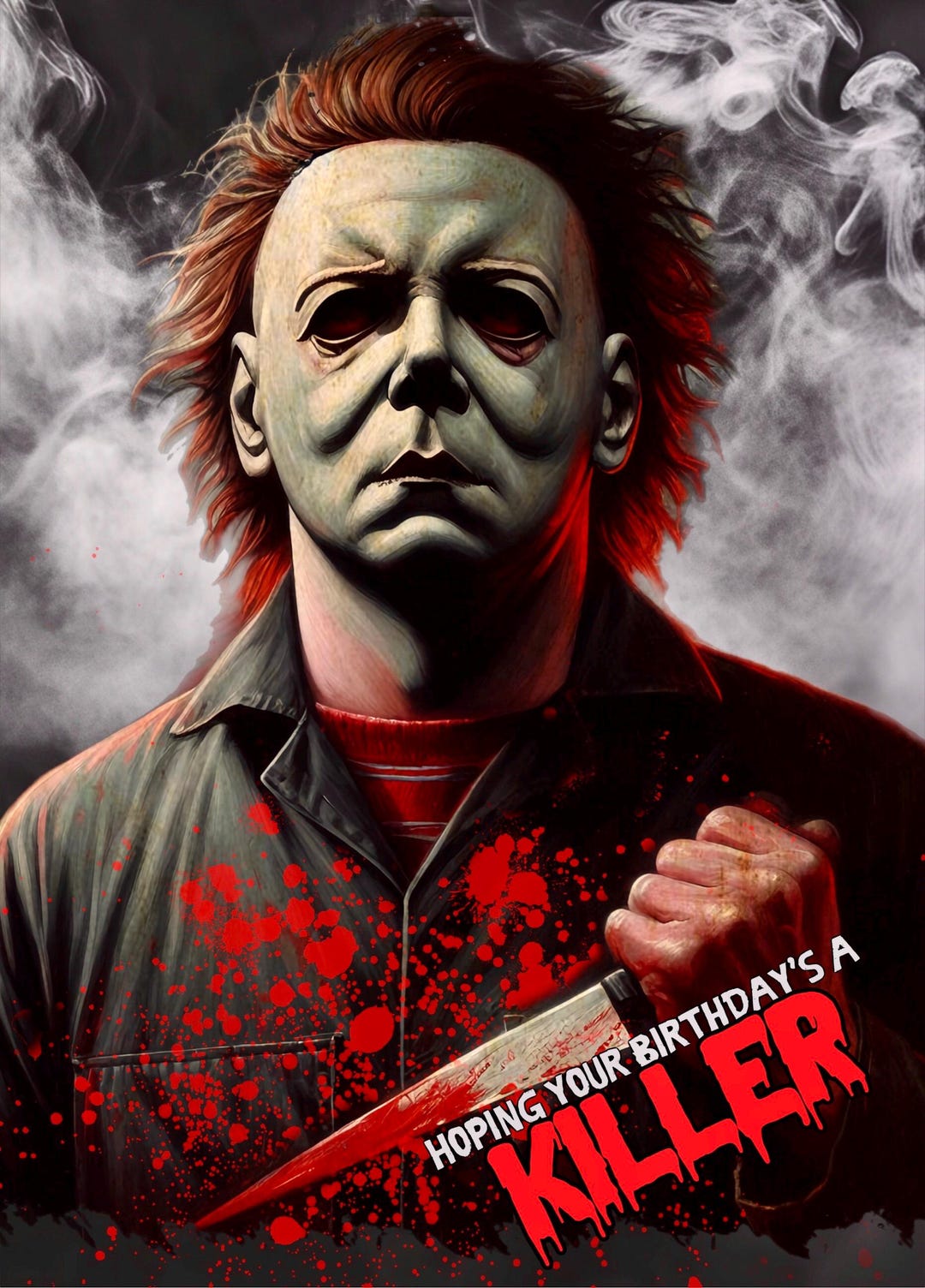 Michael Myers Card, Halloween Movie, Fun Horror Birthday Card, Monster ...