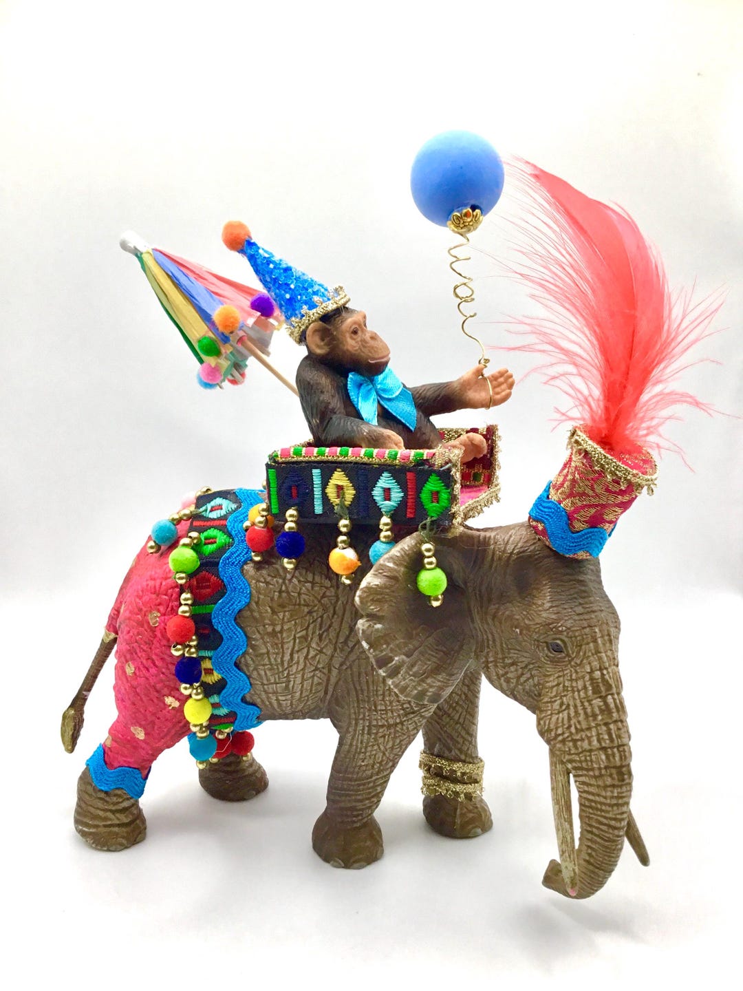 Elephant and Chimp Cake Topper, Animal Cake Topper, Party Animal Cake ...