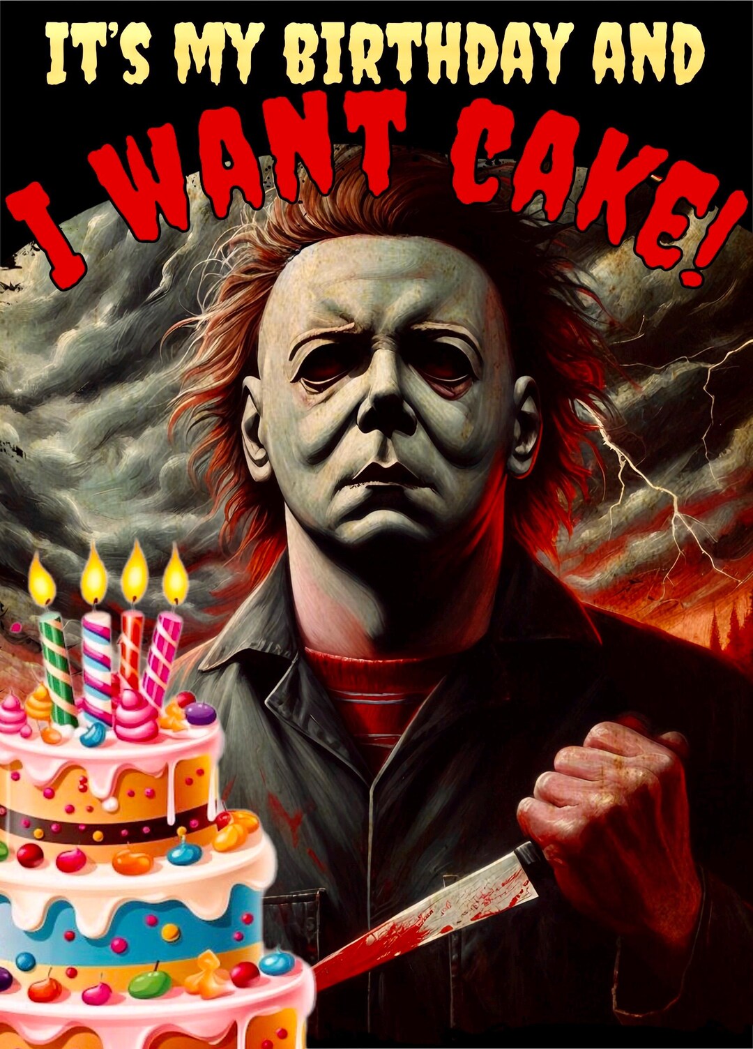 Michael Myers Card, Halloween Movie, Fun Horror Birthday Card, Monster ...