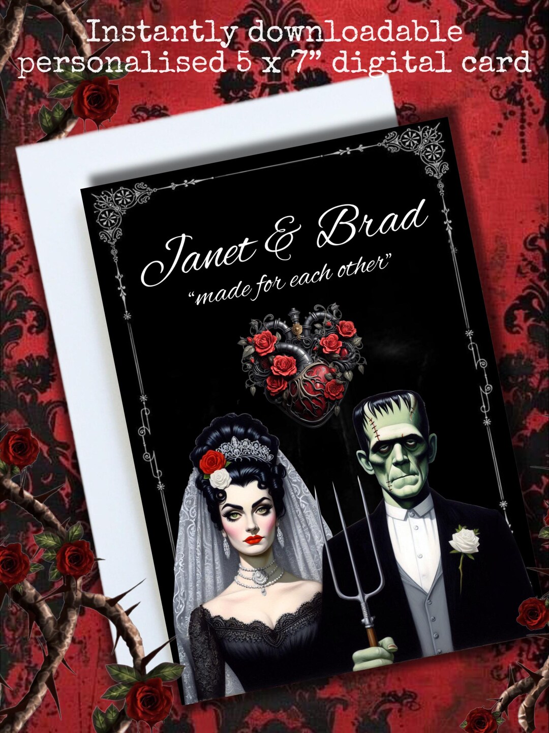 Gothic Wedding Day, ‘american Gothic’ Style Card, Personalisable ...