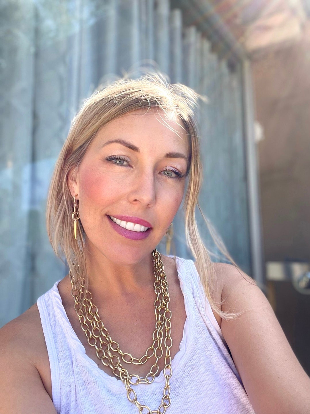 Golden Chain Necklace LEE ANGEL Multi 3 Strand 80s Designer Vintage ...