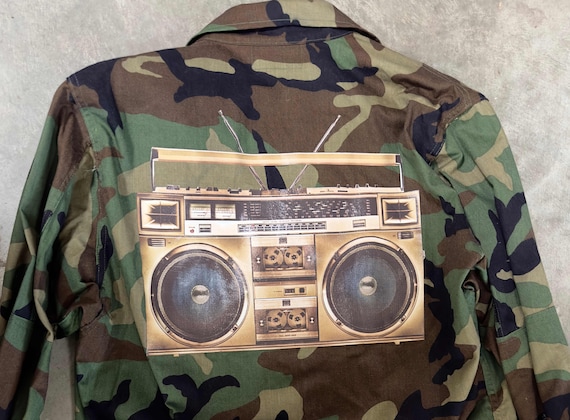 Camo Jacket with BOOMBOX ALL SIZES Graphic Decorated … - Gem