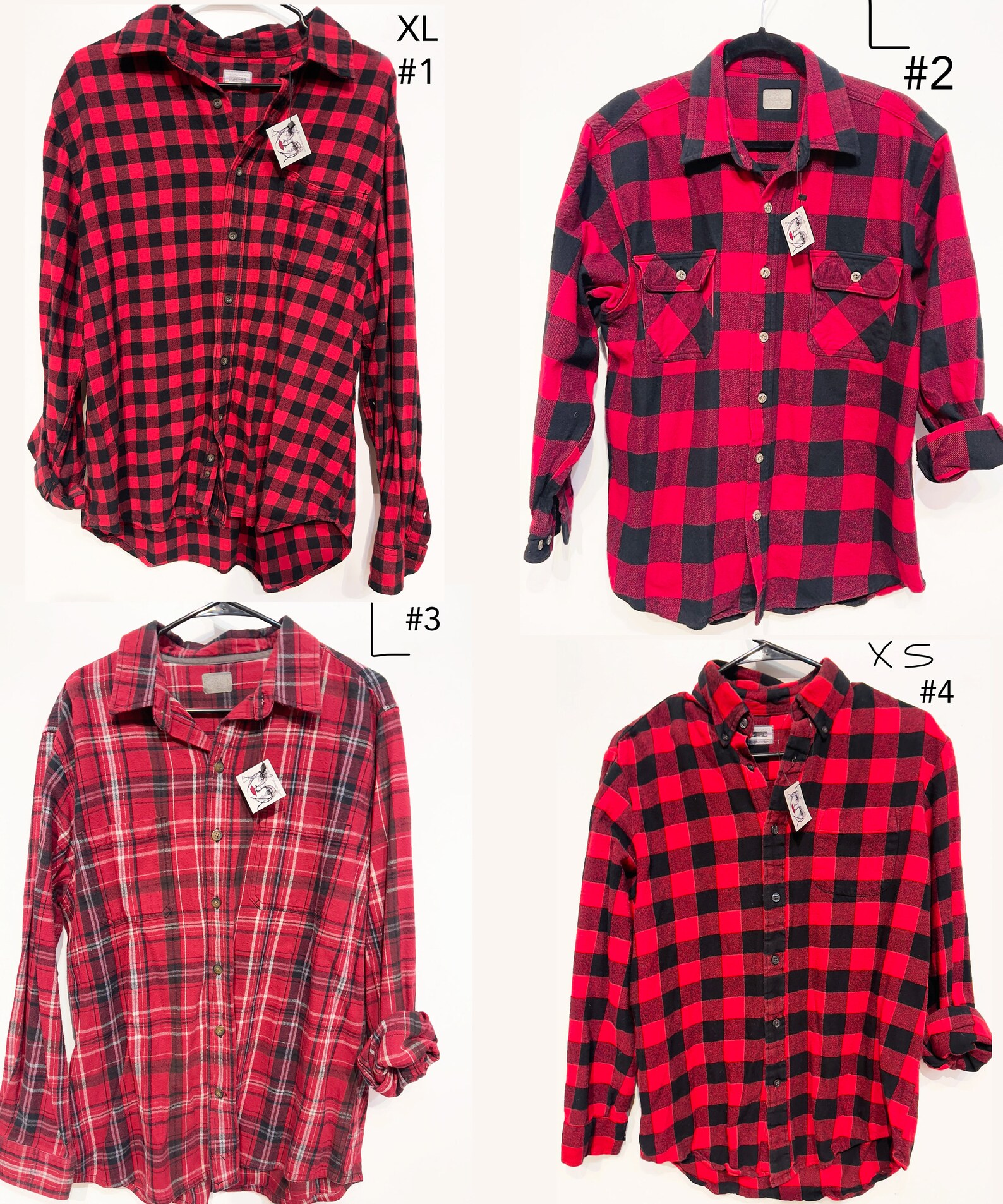 Vintage Red Flannel Sizes XXS-2XL Buffalo Plaid Cotton Button - Etsy