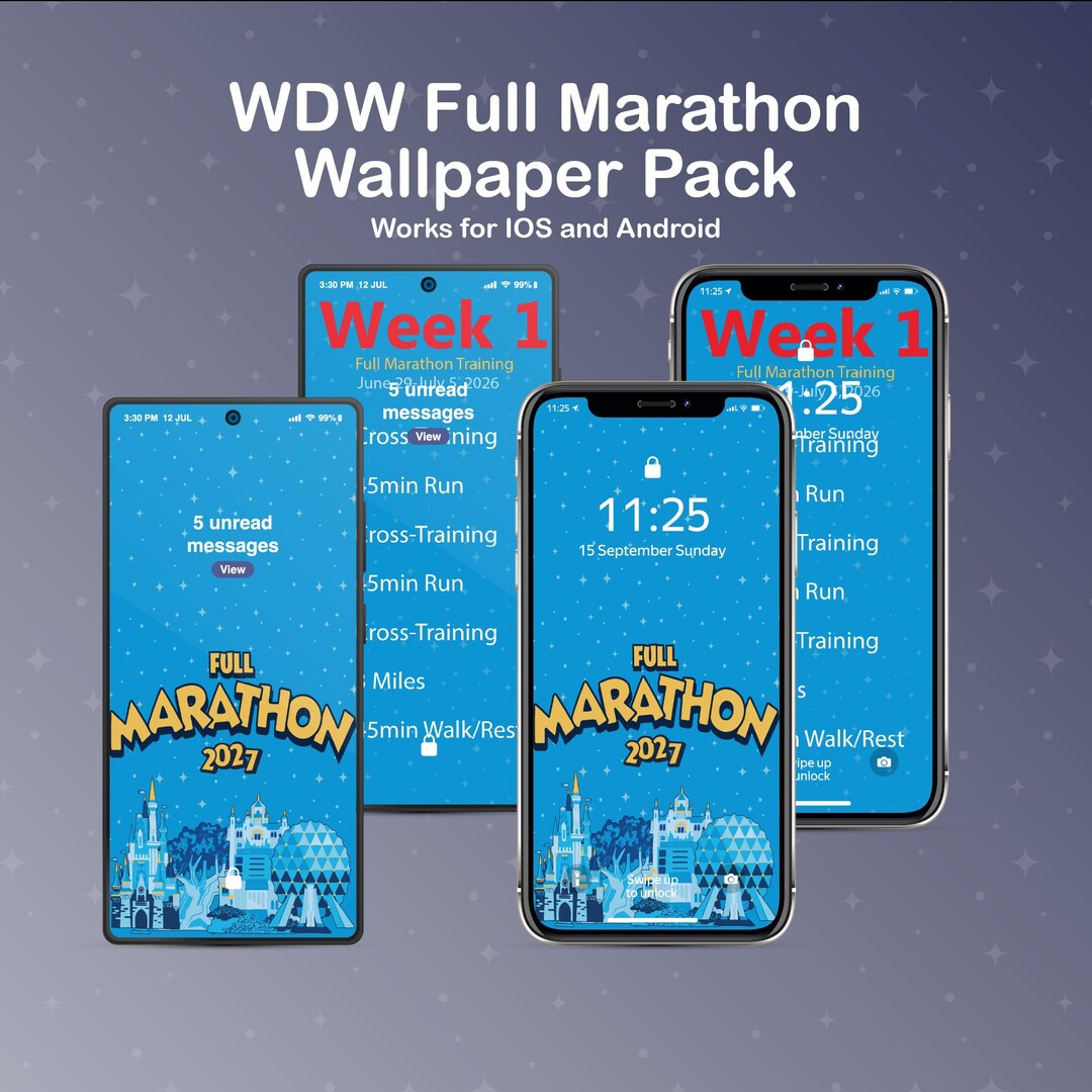 Rundisney Full Marathon Inspired 2027 Training Plan Phone Screens - Etsy
