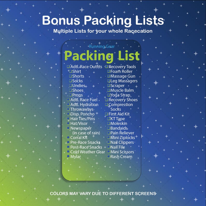 Rundisney Perfect Season 2025-2026 Packing Lists Digital Phone ...