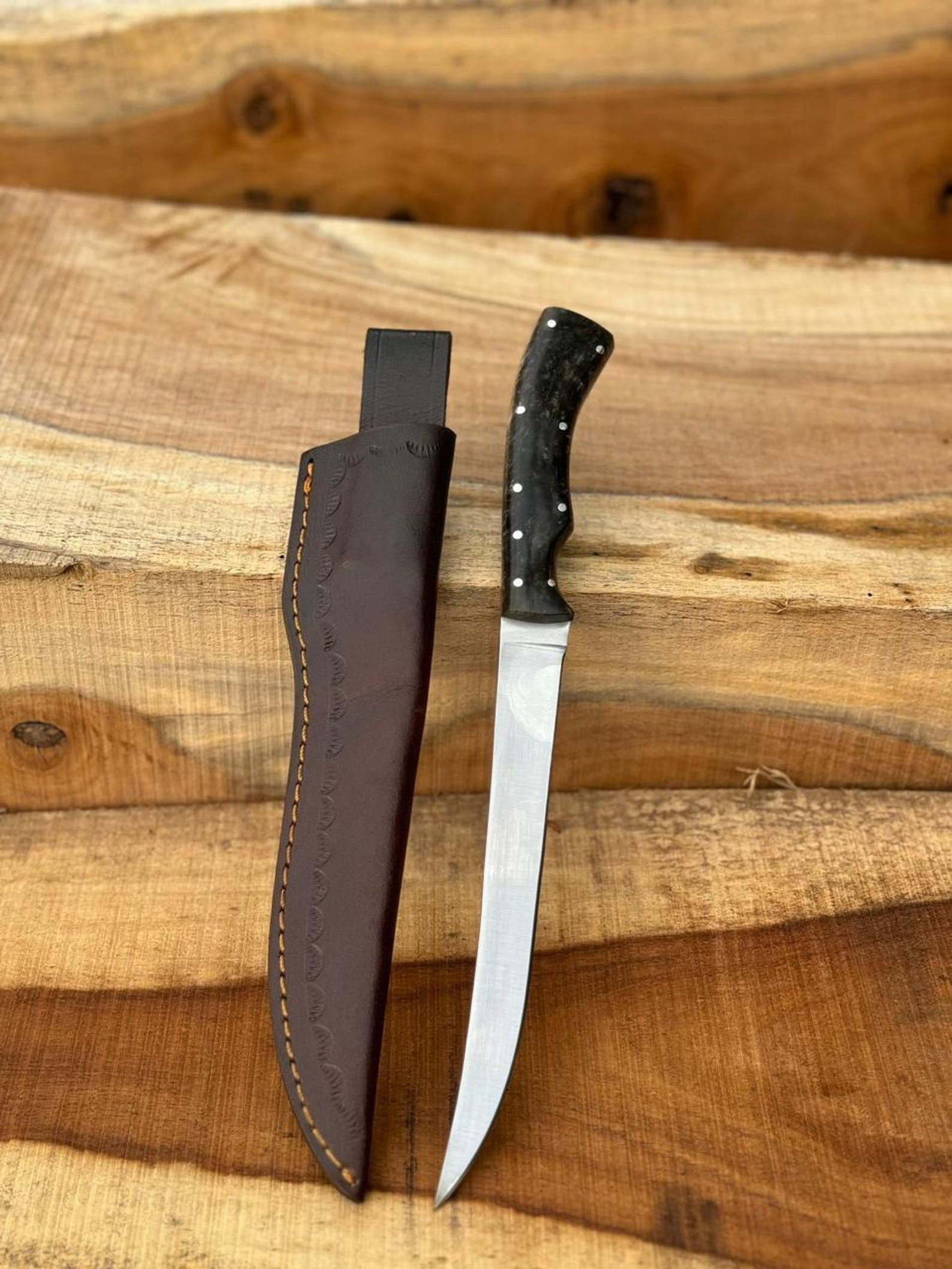 Handmade Fillet Knife Kitchen Knife Cooking Carbon Steel Knife Resin ...