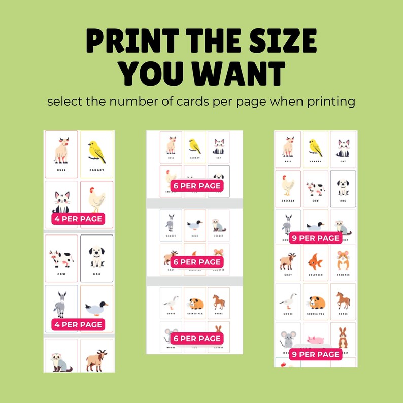 Printable Flashcards Pets & Farm Animals Flashcards Montessori ...