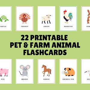 Printable Flashcards | Pets & Farm Animals Flashcards | Montessori ...