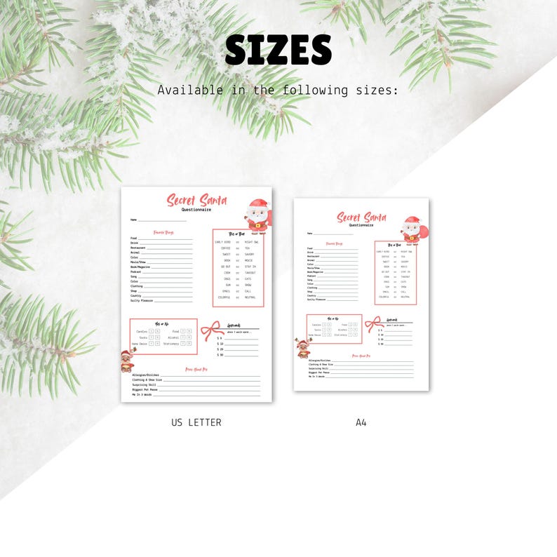 Secret Santa Questionnaire: Printable Christmas Wish List (canva ...