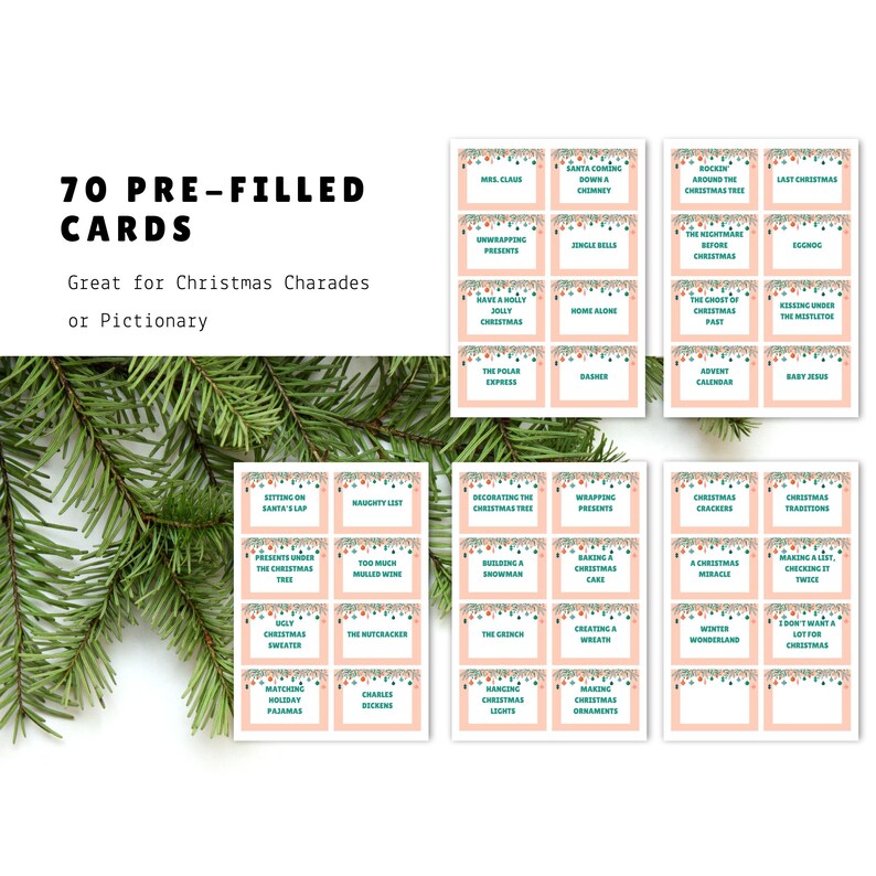 Christmas Charades Game: 70 Printable Cards (digital Download) - Etsy