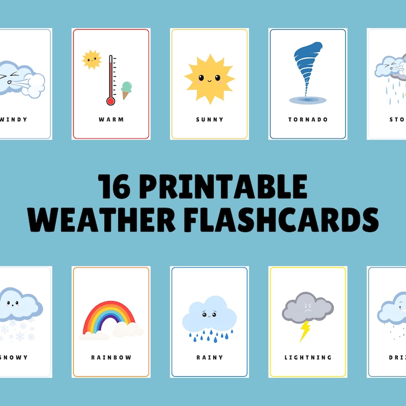 Printable Flashcards | Weather Flashcards | Montessori Printable ...