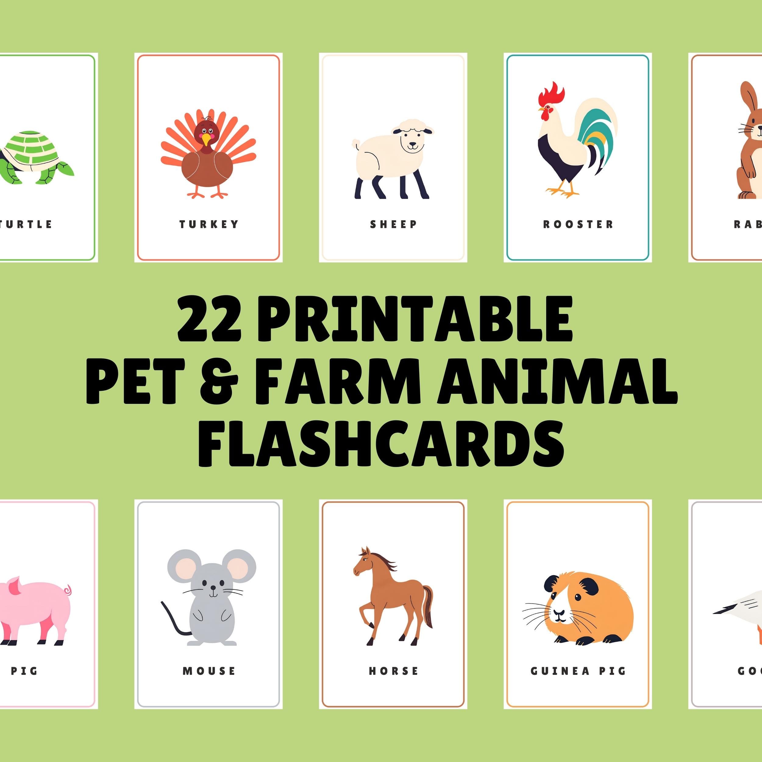 Printable Flashcards Pets & Farm Animals Flashcards Montessori ...