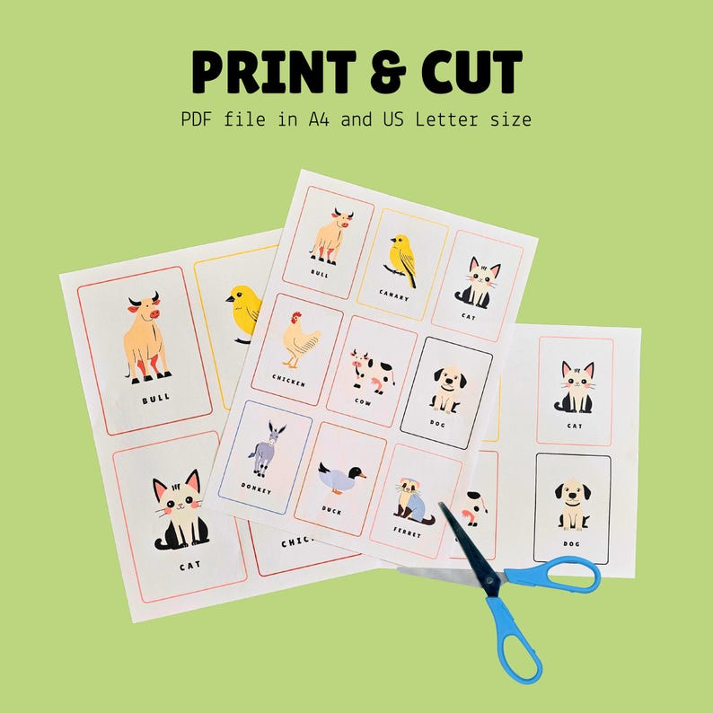 Printable Flashcards | Pets & Farm Animals Flashcards | Montessori ...