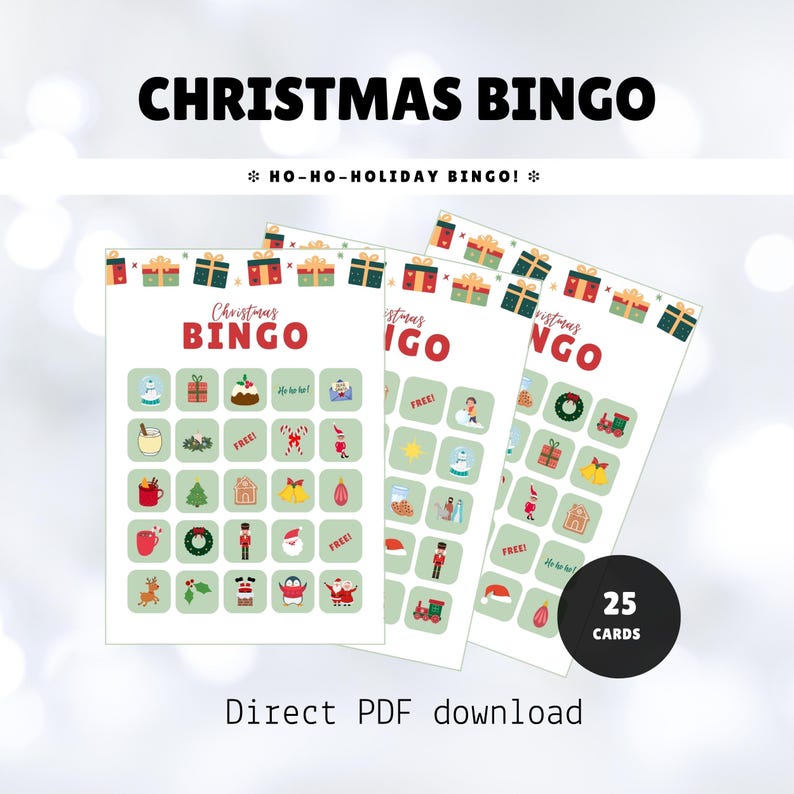 Christmas Bingo | Printable Christmas Party Game | Christmas Bingo Game ...