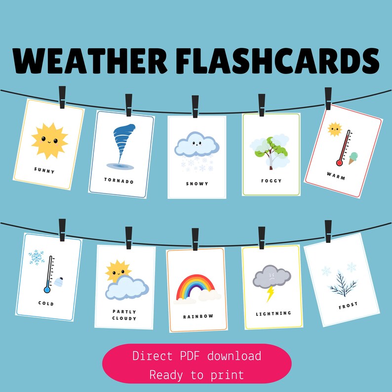 Printable Flashcards | Weather Flashcards | Montessori Printable ...