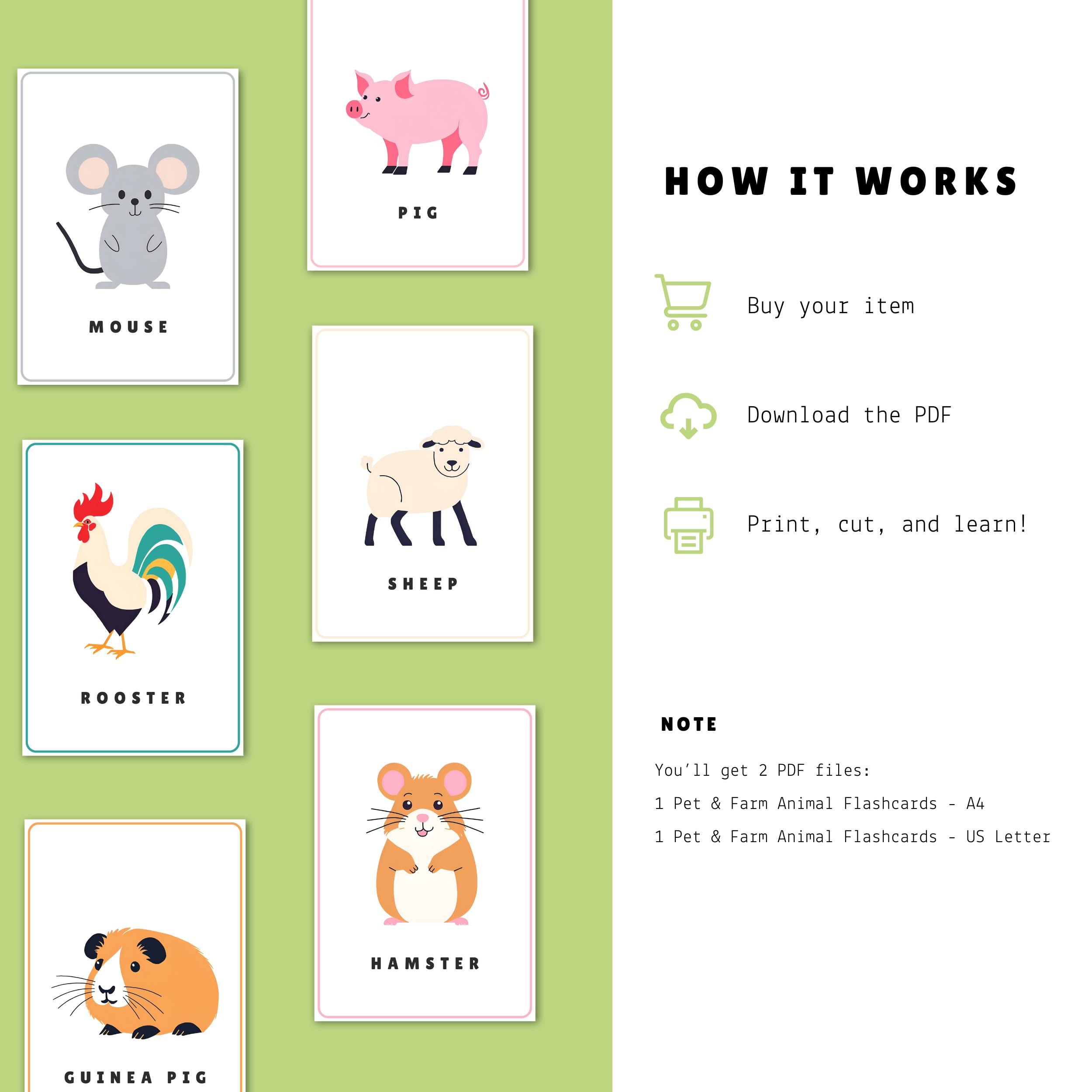 Printable Flashcards | Pets & Farm Animals Flashcards | Montessori ...
