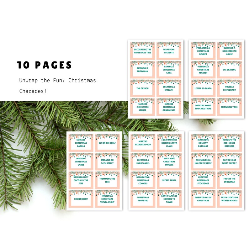Christmas Charades Game: 70 Printable Cards (digital Download) - Etsy
