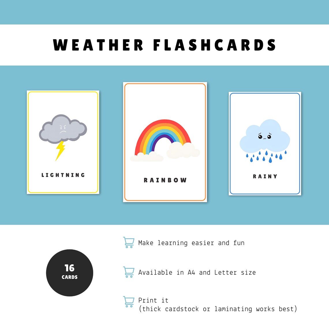 Printable Flashcards | Weather Flashcards | Montessori Printable ...