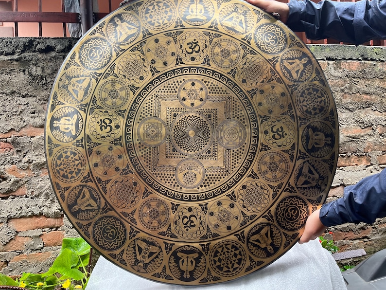 50-100cm Tibetan Gong High Quality Authentic AUM Gong Handmade in Nepal ...