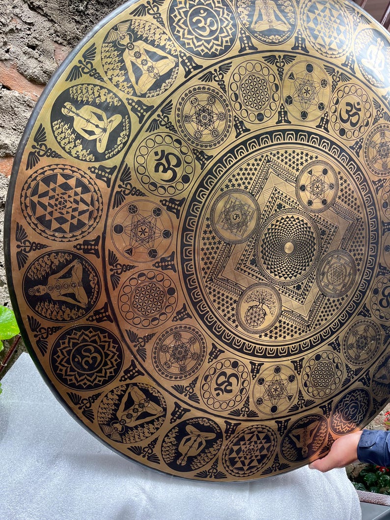 50-100cm Tibetan Gong High Quality Authentic AUM Gong Handmade in Nepal ...