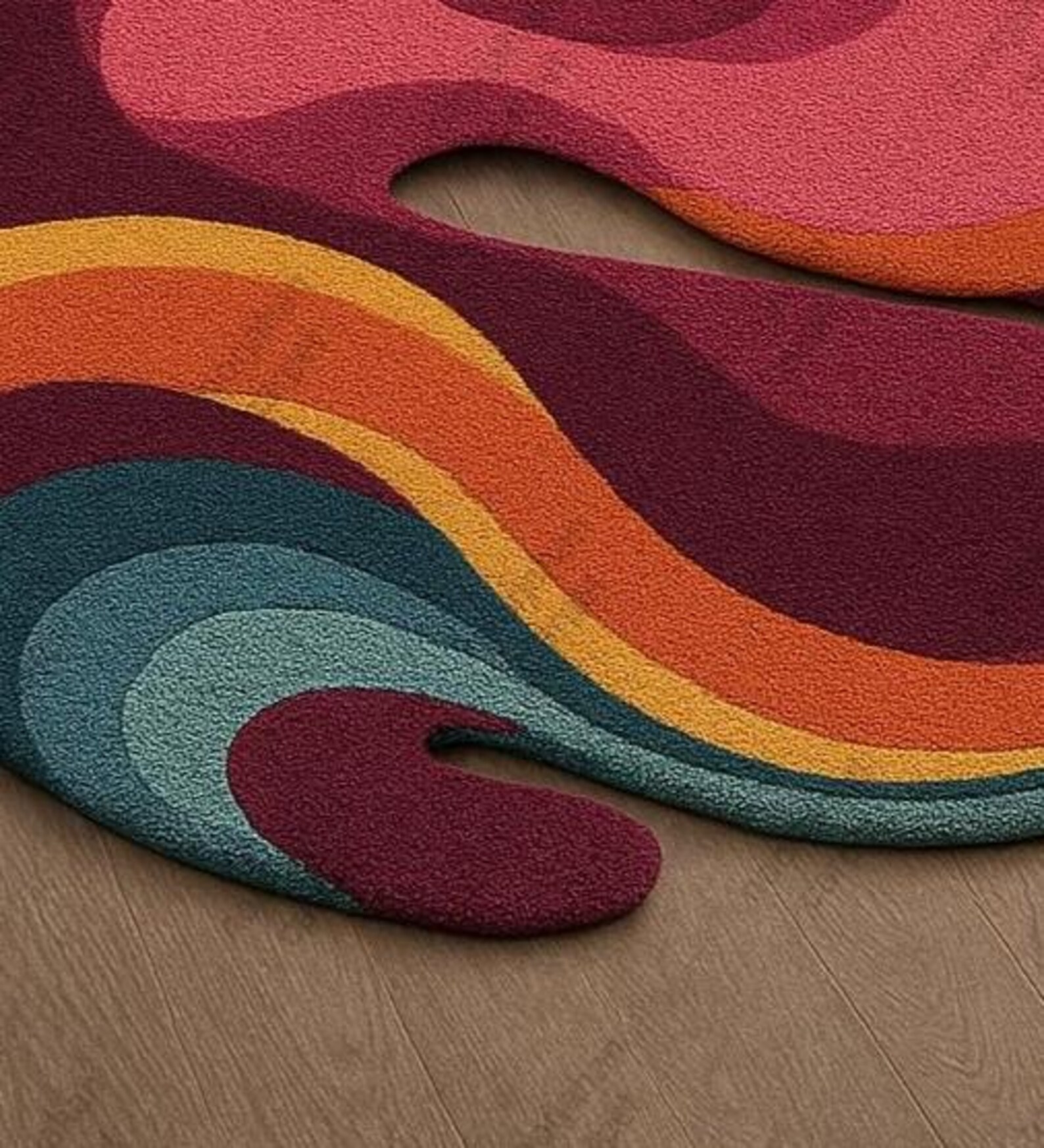 Colorful Round Rug, Rainbow Sunburst Hand-tufted Carpet, Modern ...