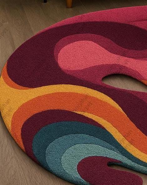 Colorful Round Rug, Rainbow Sunburst Hand-tufted Carpet, Modern ...