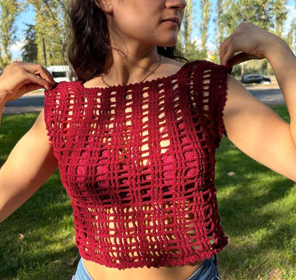 Netting Crop ,crochet Knitted Crop,handmade Crop Top,knitting Crop Top ...