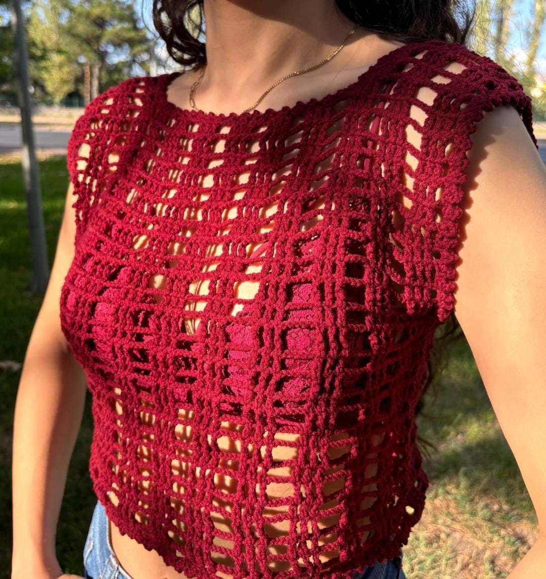 Netting Crop ,crochet Knitted Crop,handmade Crop Top,knitting Crop Top ...