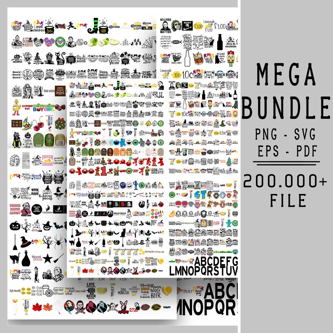 200000+ Files Mega Bundle SVG PNG Font, Cartoon Svg, Holiday Svg ...