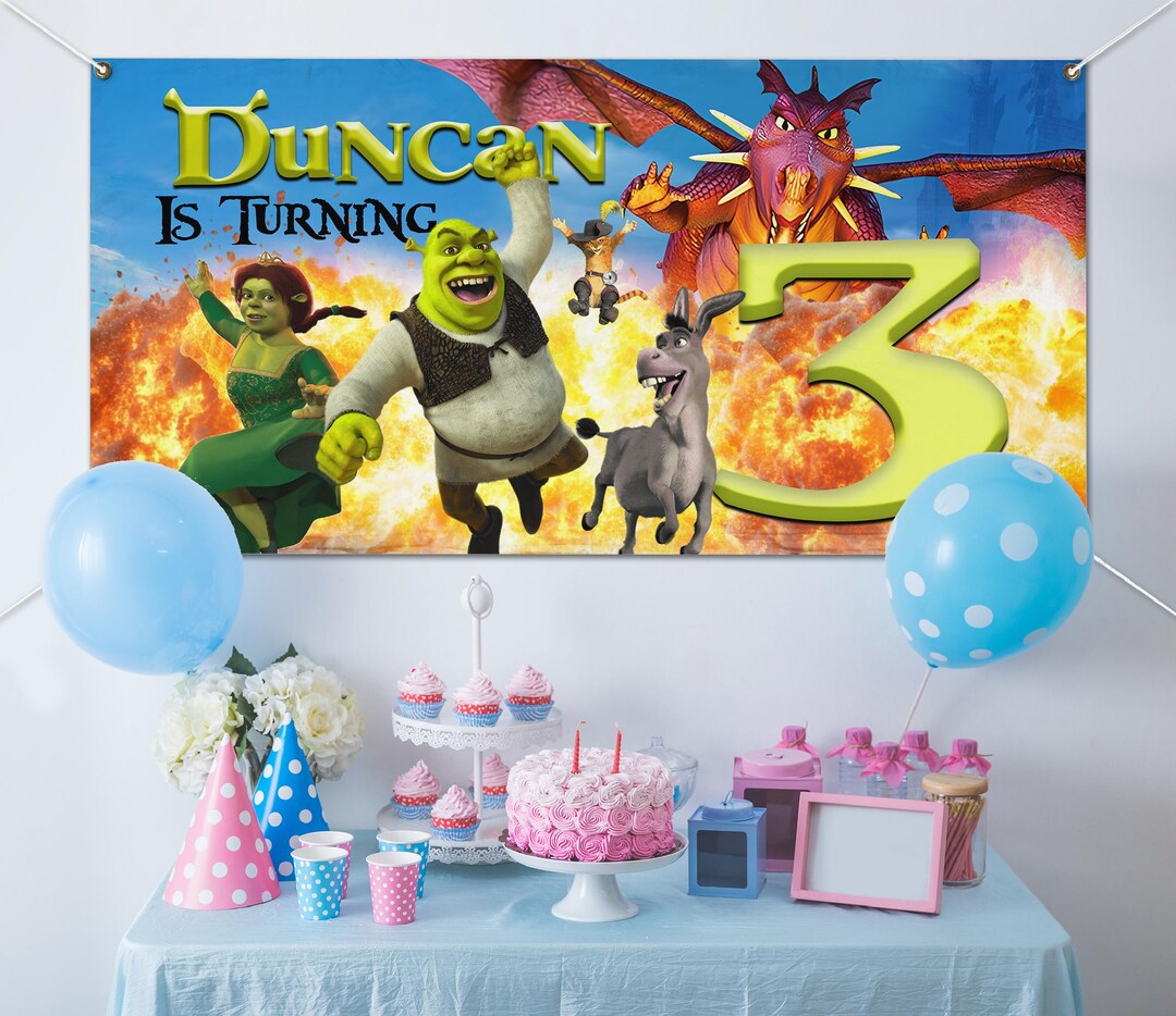 Shrek Birthday Party, Shrek Party Banner, Shrek Birthday Backdrop ...