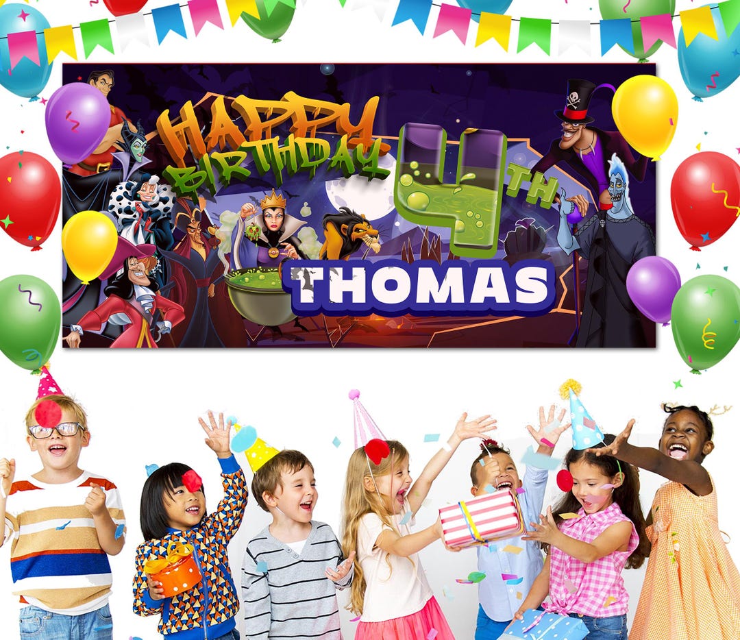 Personalized Disney Villains Banner, Disney Villains Party Decor ...