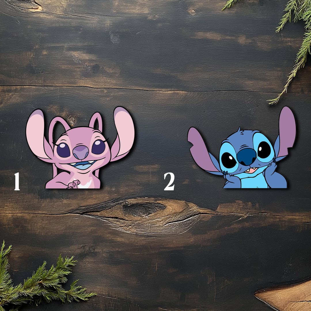 Stitch and Angel Peeking Peek Peekabo Peekers Bumper Window Vinyl Decal ...
