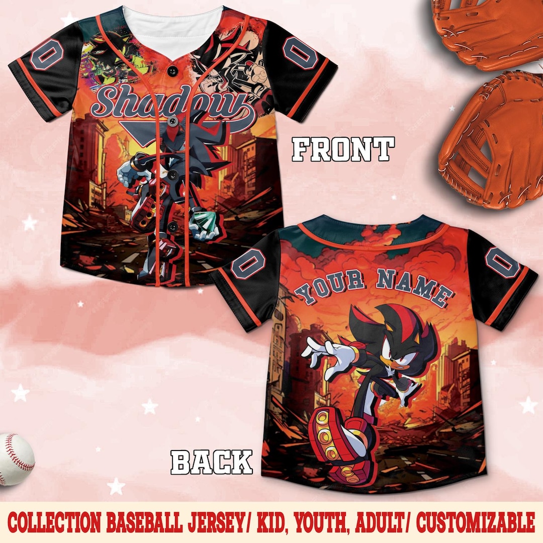 Personalized Shadow the Hedgehog Baseball Jersey, Shadow Baseball ...
