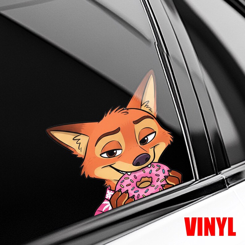 Funny Nick Wilde Zootopia Peeker Sticker, Vinyl Fox Expression Decal ...