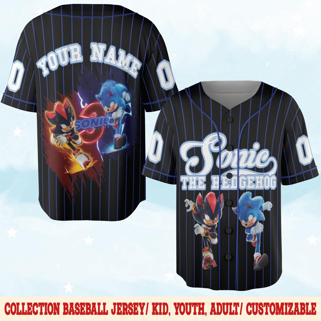 Custom the Hedgehog Sonic Baseball Jersey, Custom Sonic Birthday ...