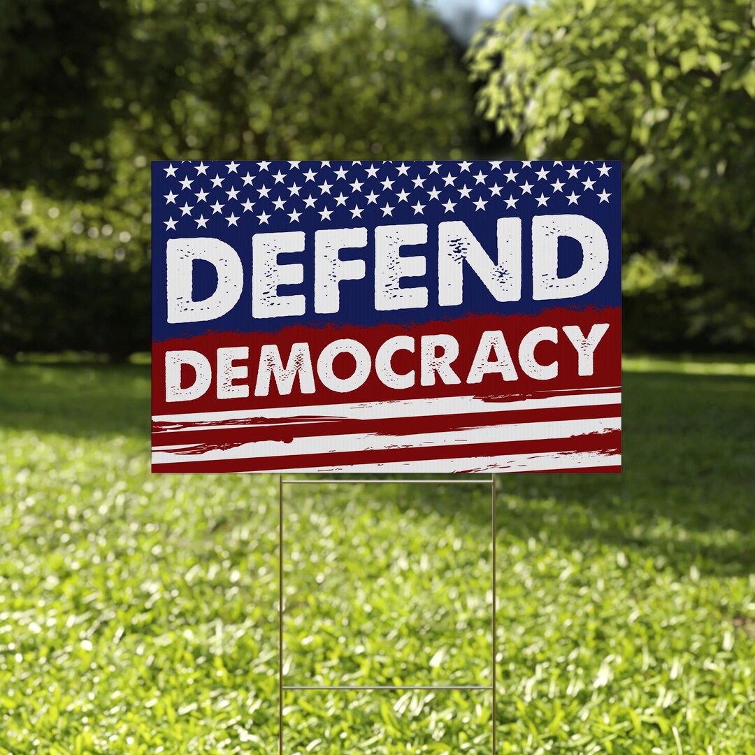 Defend Democracy Yard Sign - Resist Hate Lawn Sign, Anti-trump Sign ...