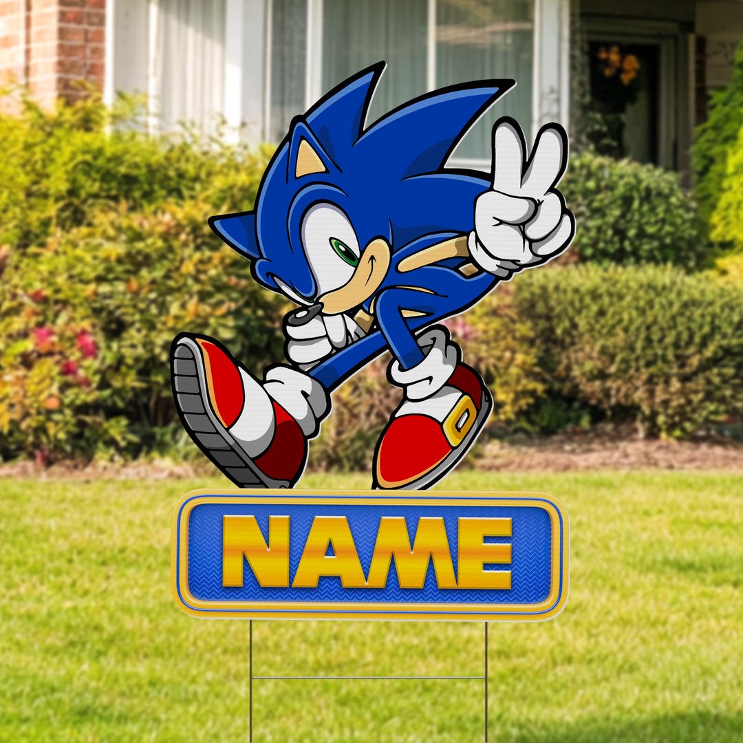 Sonic the Hedgehog Yard Sign Cut Out, Custom Sonic Lawn Decor for Kids ...